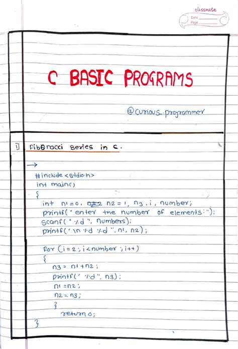 C Basic Programs This C Hand Written Notes E E