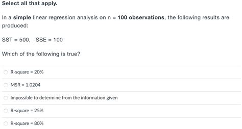 Solved In A Simple Linear Regression Analysis On N Chegg