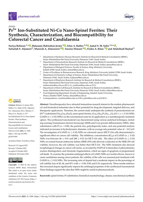Pdf Pr3 Ion Substituted Ni Co Nano Spinel Ferrites Their Synthesis