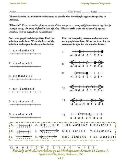 Compound Inequalities Worksheet Answers — Db