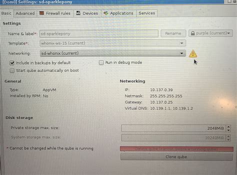 qube settings caution bang what s this mean user support qubes os