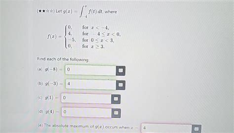 Solved ネネ호훈 Let g x 4xf t dt Chegg com