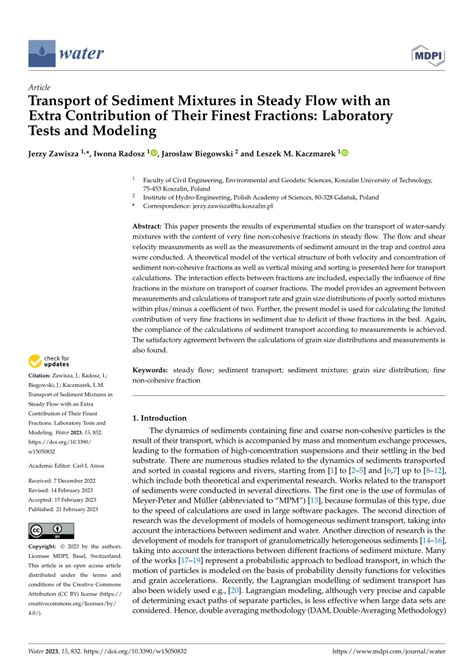 Pdf Transport Of Sediment Mixtures In Steady Flow With An Extra Contribution Of Their Finest