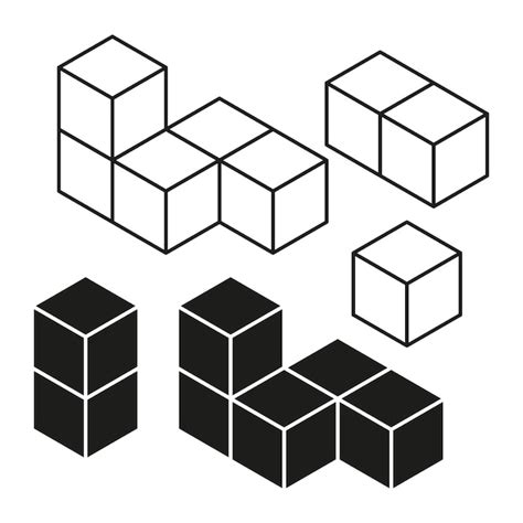 Premium Vector 3d Cube Vector Set Isometric Black And White Blocks Geometric Shapes Collection