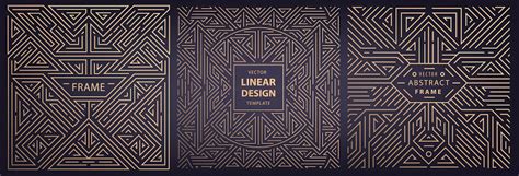 고급 제품을 위한 아르 데코 프레임 추상적 기하학적 디자인 템플릿의 벡터 세트 선형 사각형 장식 구성 빈티지 포장 브랜딩 장식 등에 사용하십시오 아르데코에 대한 스톡 벡터