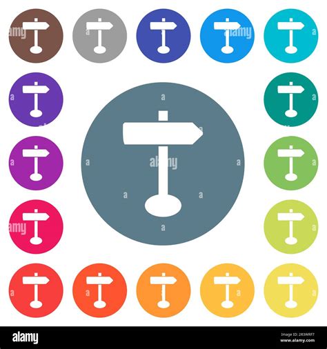 Blank Arrow Sign Post Solid Flat White Icons On Round Color Backgrounds 17 Background Color