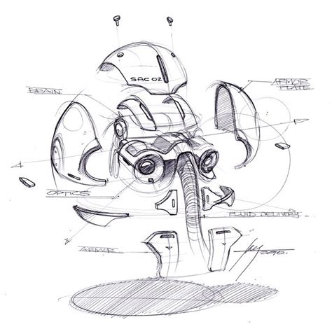 Exploded Robotic Head | Sketch-A-Day | Sketches by Spencer Nugent ...