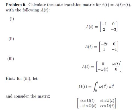 solved problem 6 calculate the state transition matrix for