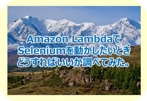 Amazon Lambdaでseleniumを動かしたいとき どうすればいいか調べてみた。 Create It Myself