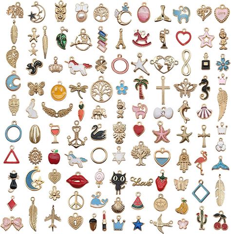 Amazon チャーム アクセサリーパーツ 110個セット ペンダント ネックレス イヤリング飾り ハンドメイド 可愛い ジュエリー