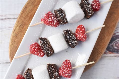 Raspberry Brownie Skewers Easy Dessert Kabobs A Magical Mess
