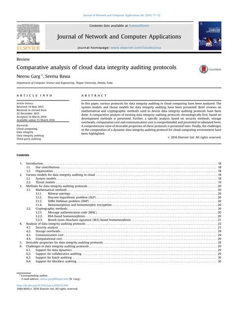 pdf comparative analysis of cloud data integrity auditing protocols