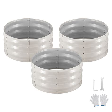 Kffkff Set Of 3 Galvanized Metal Raised Garden Beds 2 X 2 X 1 Ft