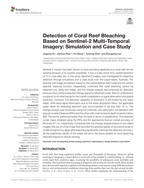 Pdf Detection Of Coral Reef Bleaching Based On Sentinel 2 Multi Temporal Imagery Simulation
