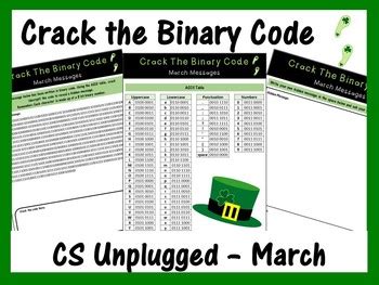 Unplugged Coding Computer Worksheets Crack The Binary Code March Message