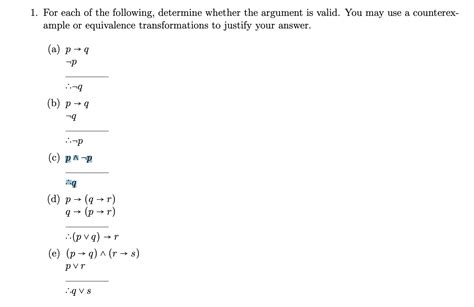 Solved 1 For Each Of The Following Determine Whether The Chegg Com