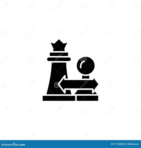 Strategic Actions Black Icon Concept Strategic Actions Flat Vector