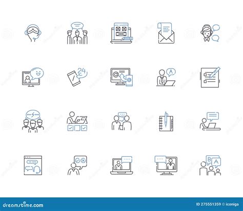 Reaching Out Line Icons Collection Connection Outreach Assistance