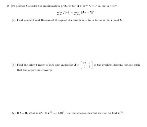 solved 2 10 points consider the minimization problem for