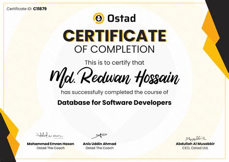 completion certificate md redwan hossain ostad