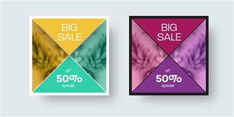 노란색 녹색 보라색 색상의 삼각형 디자인으로 스퀘어 소셜 미디어 게시물 프리젠 테이션 가리기에 대한 스톡 벡터 아트 및 기타 이미지 가리기 개념 개체 그룹 Istock