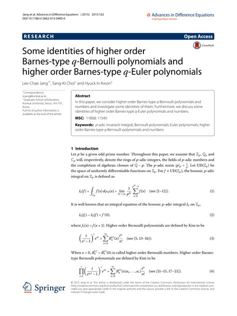 Pdf Some Identities Of Higher Order Barnes Type Q Bernoulli