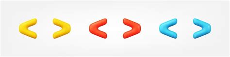 Premium Vector Angle Brackets Colorful 3d Icon Set Realistic Less