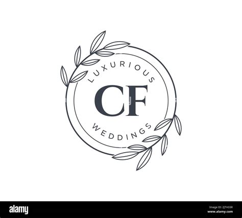 Cf Initials Letter Wedding Monogram Logos Template Hand Drawn Modern Minimalistic And Floral