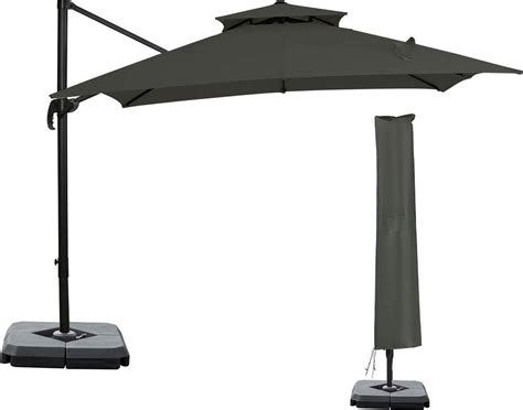 OutSunny Double Canopy Offset Parasol Beige And Black Price