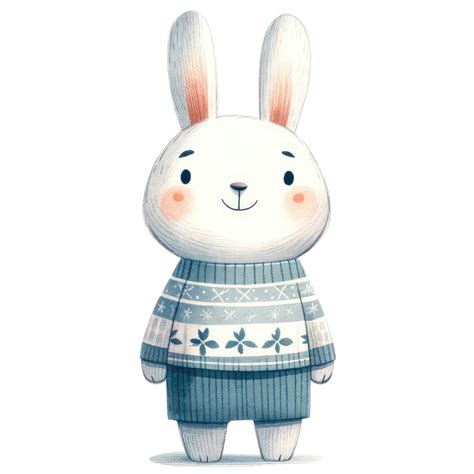 AI Generated Rabbit Dressed In A Cozy Long Sleeved Sweater Decorated With Stars PNG