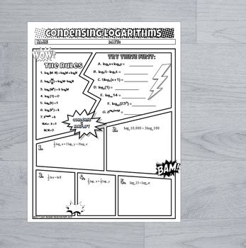 Condensing Logarithms FUN Notes Doodle Pages By Joan Kessler TPT