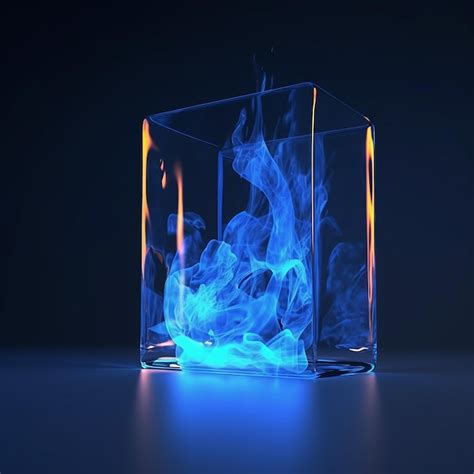 Premium Ai Image Rectangle Glass On A Blue Flames Vector Generative Ai