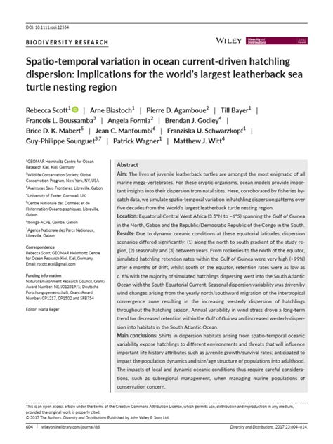 Spatio Temporal Variation In Ocean Current Driven Hatchling Dispersion