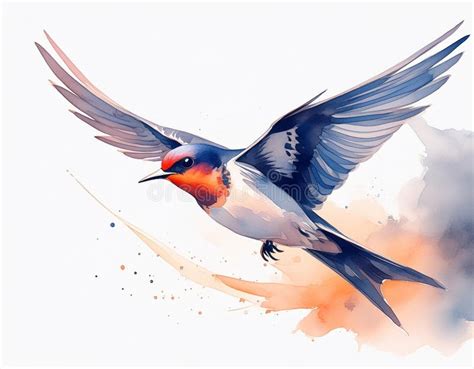 An Elegant Swallow In Flight Seen From Below Stock Illustration Illustration Of Airborne