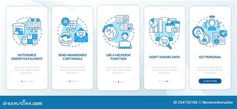 Online Store Management Tips Blue Onboarding Mobile App Screen Stock Vector Illustration Of