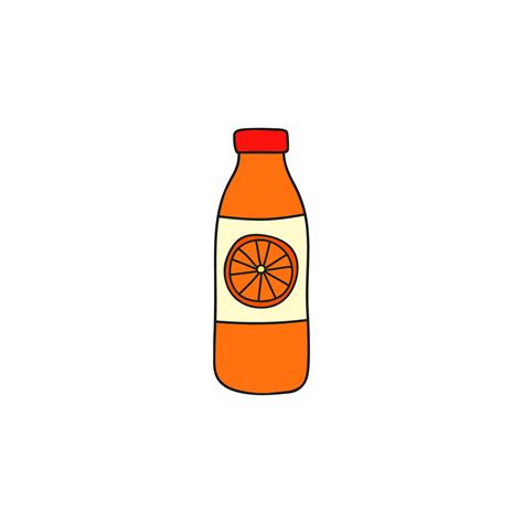 Doodle Colored Orange Juice In Bottle 14325274 Vector Art At Vecteezy