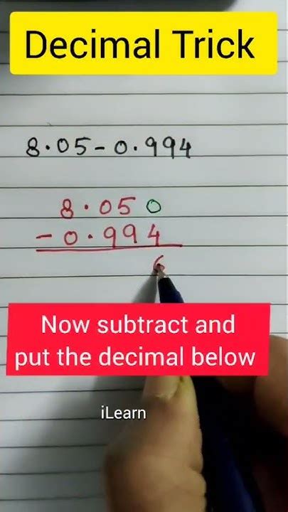 Decimal Trick Subtraction Hack Shorts Maths Tricks Trending