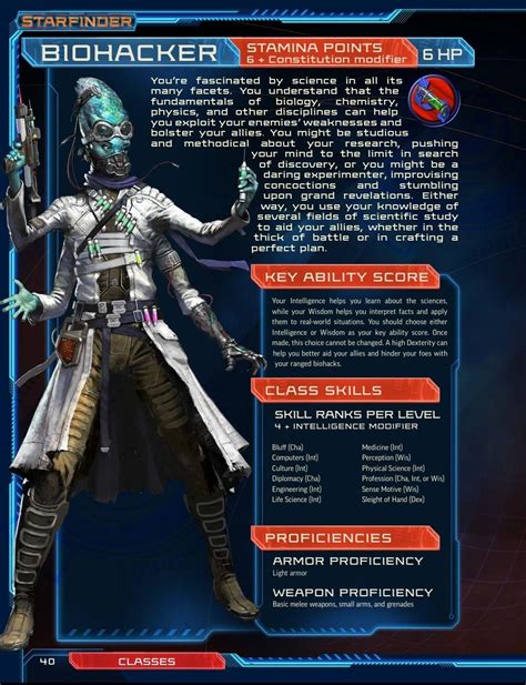Biohacker Starfinder Character Operations Manual Roleplaying Game