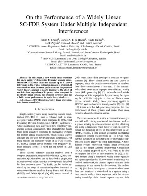 On The Performance Of A Widely Linear Sc Fde System Under Multiple Independent Interferences