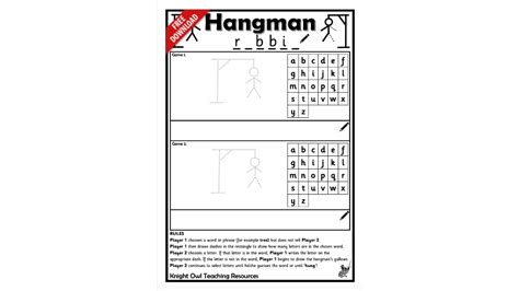 Hangman Game Sheet