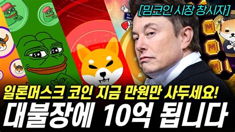 시바이누 도지코인을 뛰어넘을 이 코인 일론머스크 예언으로 10만배 오른다 Youtube