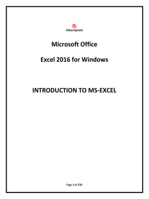 Microsoft Office Ms Excel 2016 Pdf Spreadsheet Microsoft Excel