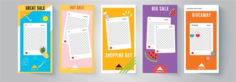 5 소셜 네트워크 스토리 디자인 수직 배너 또는 전단지 템플릿을 슬라이드합니다 소셜 미디어에 대한 미니멀 한 이야기의 집합 0명에 대한 스톡 벡터 아트 및 기타 이미지