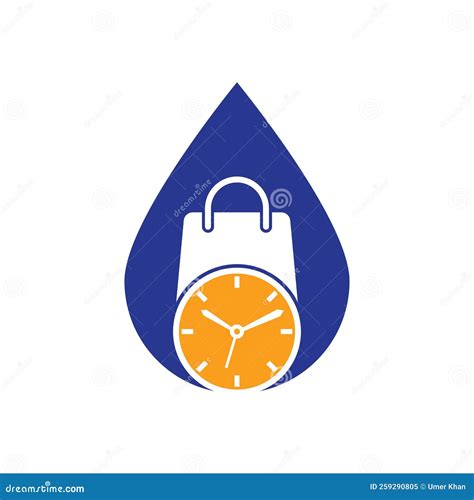 Shopping Time Drop Shape Concept Vector Logo Stock Vector