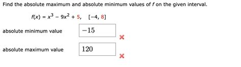 Solved Find The Absolute Maximum And Absolute Minimum Values