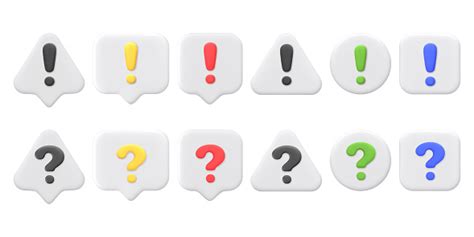 3d 벡터 질문과 느낌표는 다양한 모양과 거품에 있습니다 다양한 색상의 Faq 아이콘입니다 고객 지원 질문 답변 기호입니다 만화 3d 개념입니다 벡터 그림 인포그래픽에 대한