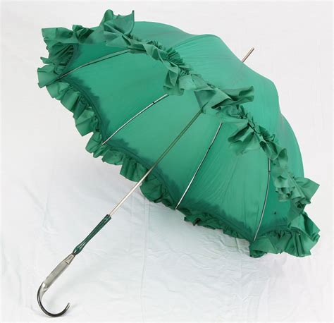 Green Frilly Umbrella Stay Stylish In The Rain