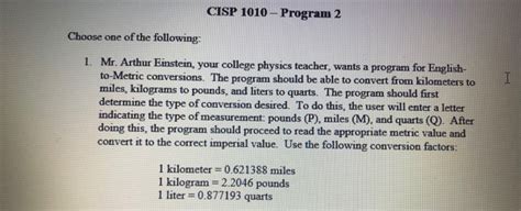 cisp 1010 program 2 choose one of the following 1