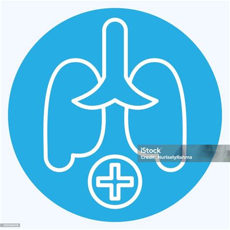 아이콘 호흡기학 2 의료 전문 기호와 관련이 있습니다 파란 눈 스타일 심플한 디자인 일러스트레이션 개념에 대한 스톡 벡터 아트