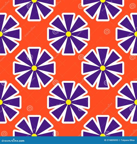 Y2k Floral Pattern Funny Funky Retro Flowers Background Stock Vector